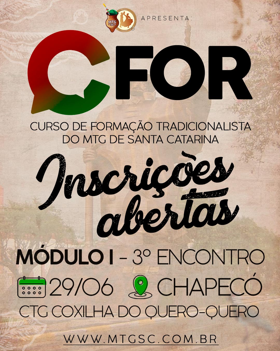 Inscrições para o CFOR em Chapecó vão até 21 de junho - MTG/SC 50 ANOS